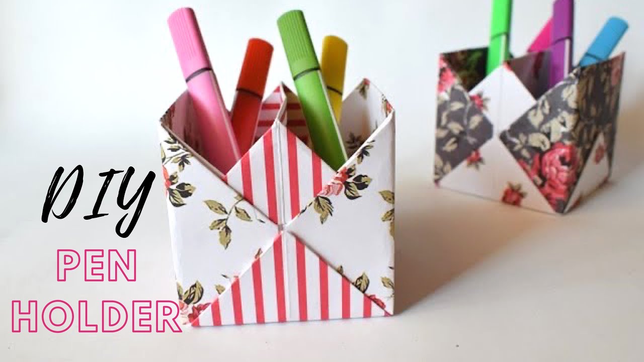 DIY Easy Pen Holder | Origami Pen Holder | DIY Desk Organizer | Easy ...
